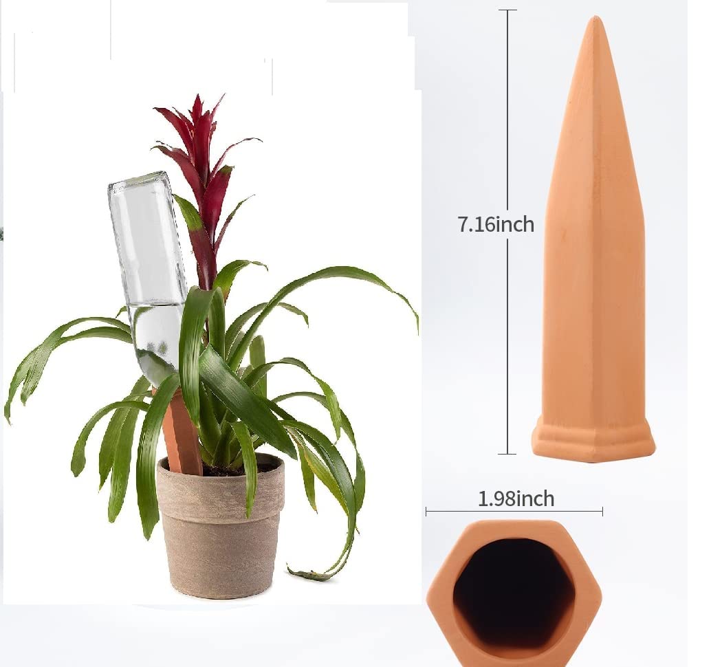 Sedmoon Plant Watering Spikes 6 Pack Self Watering Terracotta Spikes Automatically Water Your Indoor and Outdoor Plants While On Vacation