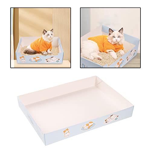 AWHAO Disposable Cat Litter Box Litter Pan Kitty Travel Toilet Potty Toilet for Indoor Cats, Blue 35x25.5x5cm