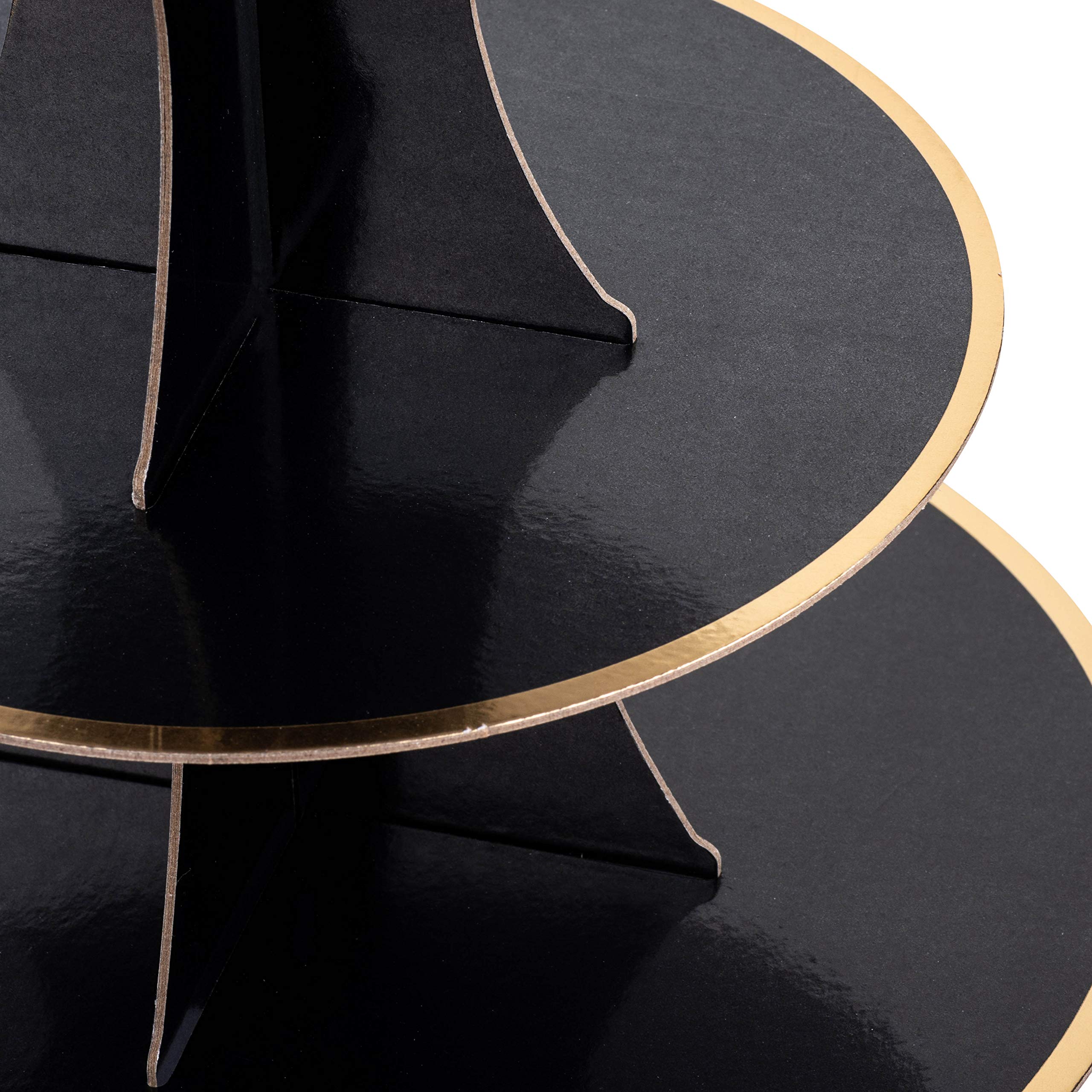 3-Tier Cardboard Black Cupcake Stand/Tower (2, Black)