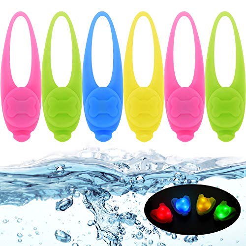 6 Pieces Pet Dog Cat Collar Lights Pet Tag Lights Dog Night Walking Safety Lights Waterproof Clip-on Pet Collar Lights for Making Your Small Medium Large Dogs Cats Visible, Colors in Random