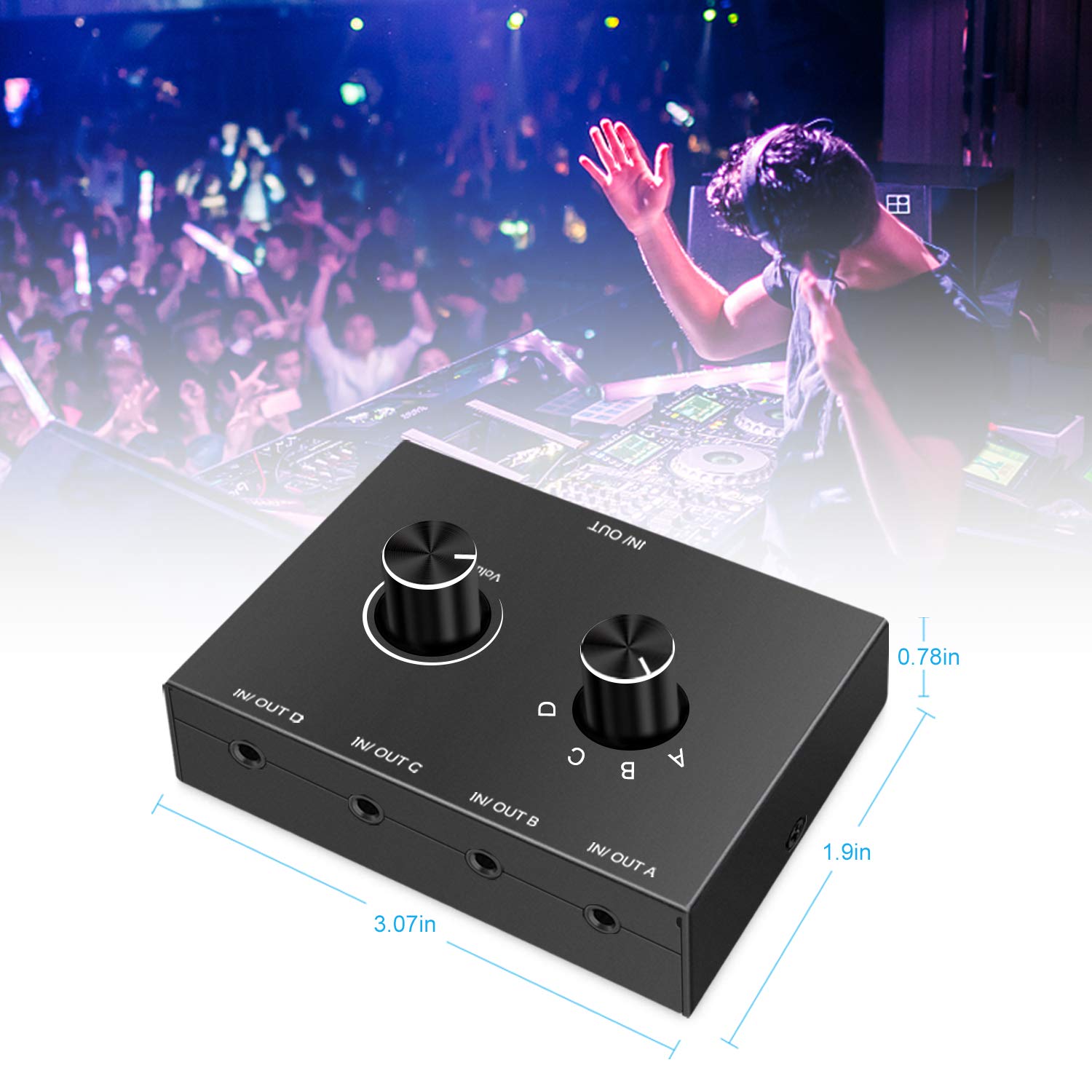 3.5mm Audio Selector Audio Switcher, Speaker Switch, AUX Switch Box, AB Switcher Selector, Bi-Directional (3.5mm 1In-4Out/4In-1Out)
