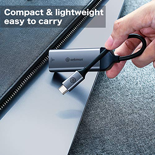 USB C to Ethernet Adapter Ankmax UC312G1 USB Type C Wired LAN Adapter [RJ45 / Gigabit Compatible/Thunderbolt 3] Gigabit Ethernet [Up to 1000 Mbps/No Drive Required] Compatible with Type C Devices