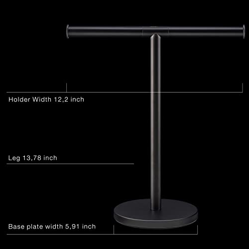 Debodda Modern Hand Towel Stand for Bathroom, Kitchen or Vanity, Height 13.78β, Free Standing Matte Black Countertop Rack with Balanced Base, Perfect Hand Towel Holder, Dual Washcloth Display