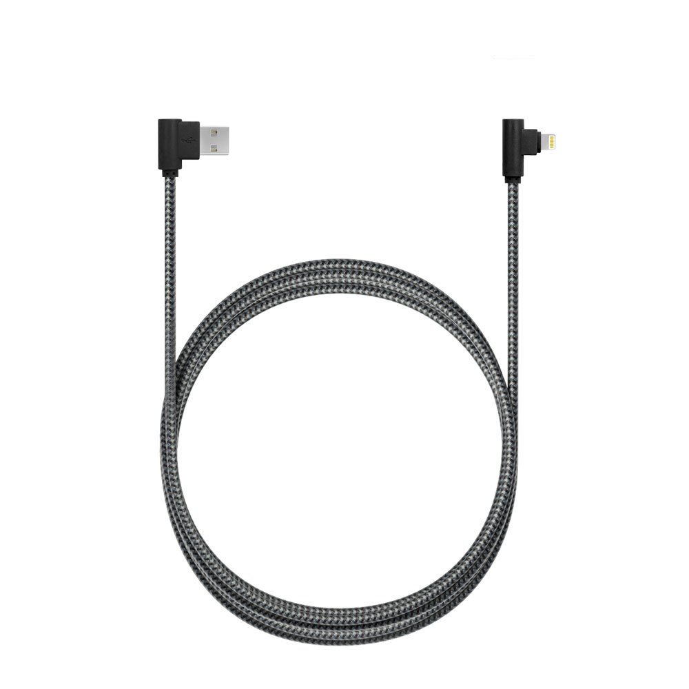 APFEN 3 Pack 10FT/3M [The Most Durable Cable] 90 Degree Charging Cable Extra Long Nylon Braided Certified Cable Compatible with iPhone 12/11/Xs Max/XS/XR/X, 8 7 6 (Black Gray, 10FT)