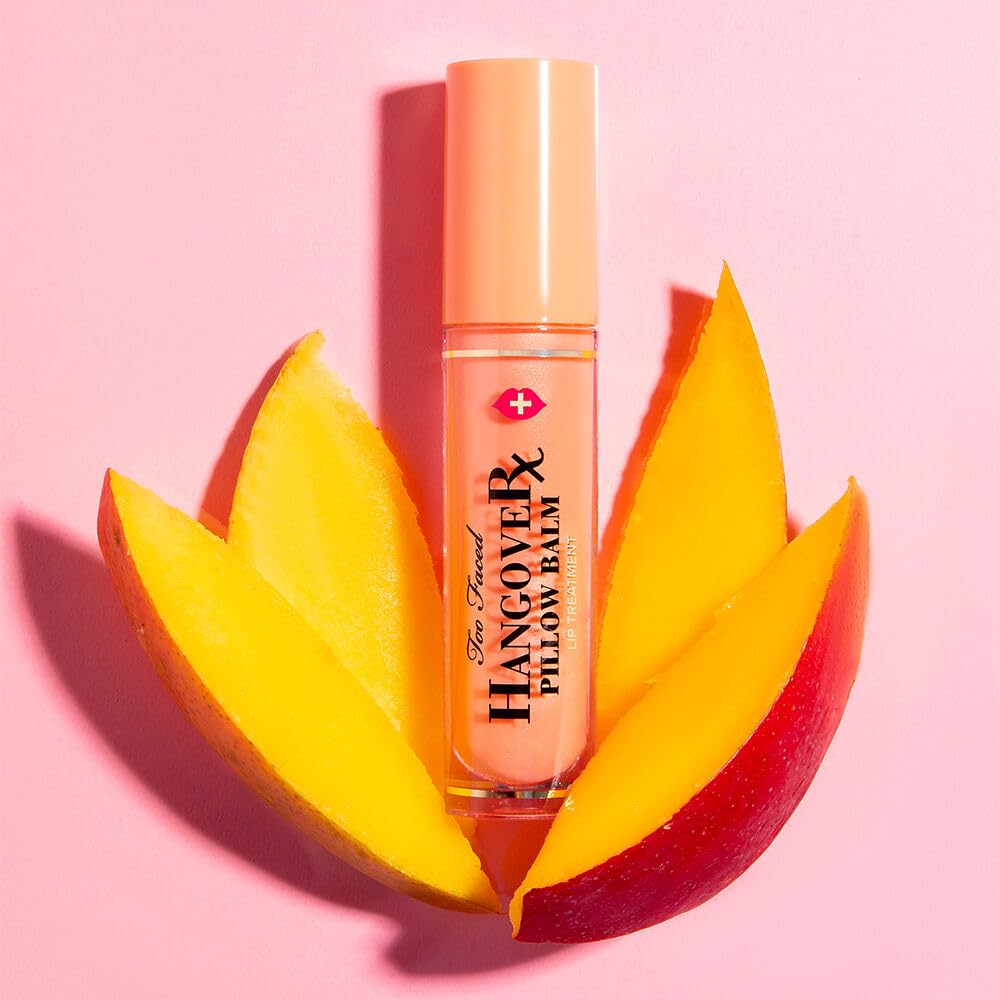 Too Faced Hangover Pillow Balm Ultra-Hydrating Lip Balm | Hyaluronic Acid + Moisturizing, 0.2 Fl Oz, Mango Kiss