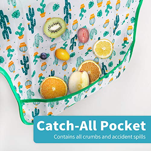 3 Pcs Long Sleeved Bib Set, Baby Toddler Waterproof Bibs with Sleeves, Catcher, Pocket Bundle, Play Smock Apron, 12-24 Months