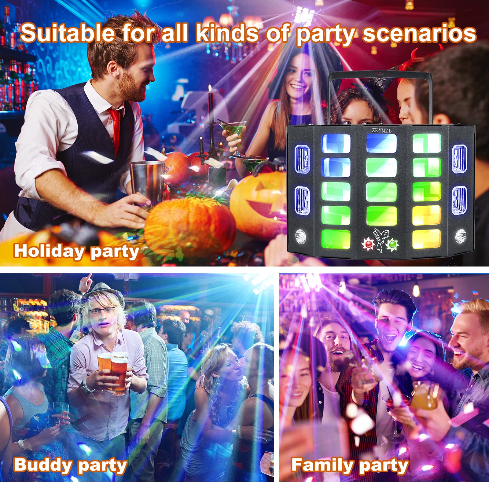 5 in 1 Disco Light DJ Light with Butterfly Beam Wash Pattern Strobe and 3535 LED Effect, Remote and DMX Control for Stage Wedding Bar Karawa Church Disco Show Party Lights...
