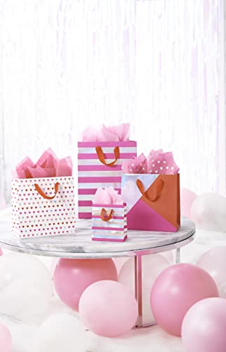 Papyrus 13" Large Gift Bag (Pink Stripes) for Birthdays, Bridal Showers, Baby Showers and All Occasions (1 Bag)