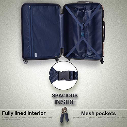 Coolife Luggage 4 Piece Set Suitcase Spinner Hardshell Lightweight TSA Lock (family set-blue1)