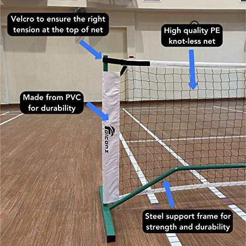 Falconz Regulation Size Pickleball Net for Outdoor and Indoor - Portable 22 Feet Long Net with Steel Frame and PE Netting - Carry Bag Included