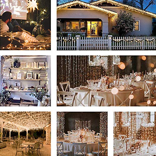 XUNXMAS 33ft 100 LED String Lights Indoor Outdoor, Super Bright Warm White Christmas Lights with 8 Lighting Modes, Extendable Waterproof Fairy Lights for Bedroom Patio Party Christmas Tree Decor