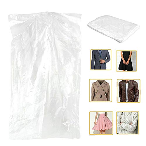 Fangkun Pack of 50 Garment Bag Transparent Clothing Dust Cover Dustproof Hanging Clothes for Dry Cleaner, Home Storage,Travel, Clothes Storage Closet 60 × 90 cm