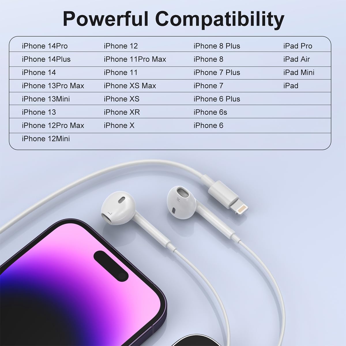 2 Pack Apple Headphones Wired, iPhone Earbuds with Lightning Connector [Apple MFi Certified](Built-in Microphone & Volume Control) Noise Canceling Isolating Headphones for iPhone 14/13/12/11/SE/XS/8/7