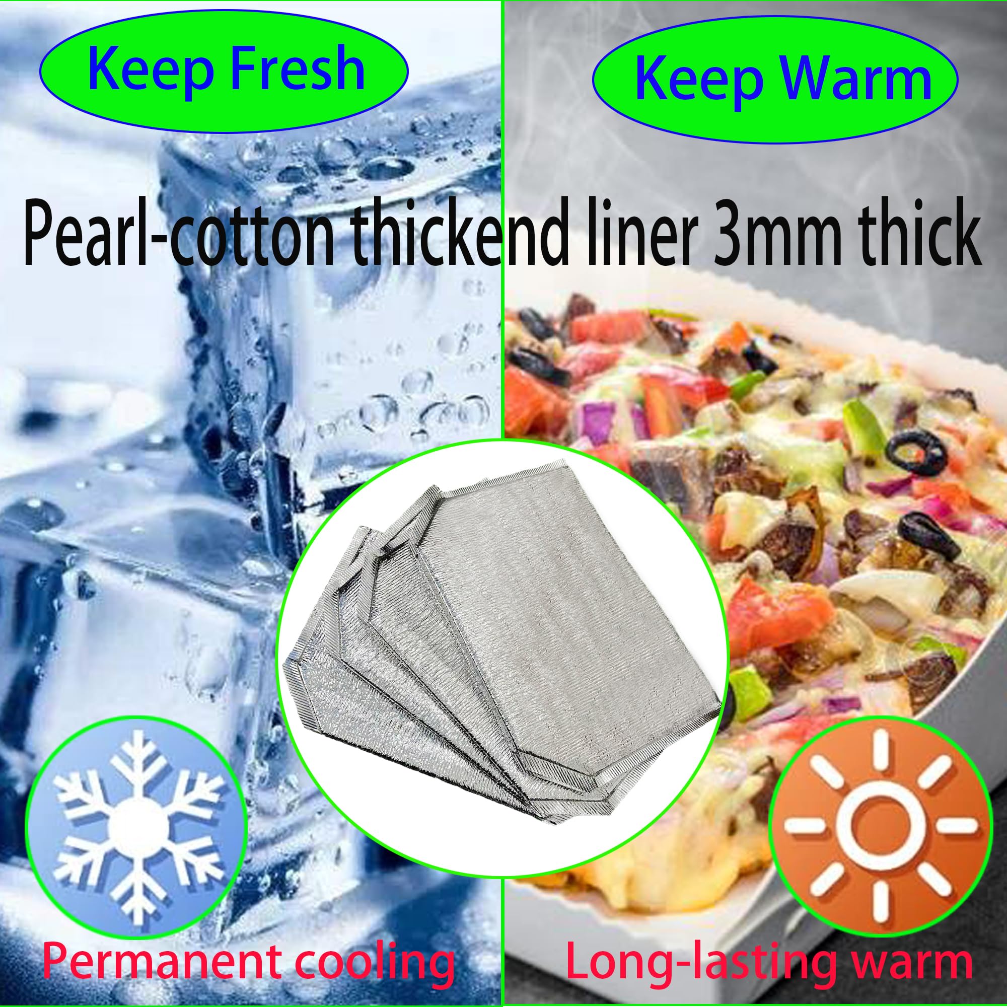 4 PACKS Reusable Insulation Bags Thermal Box Liners,14 x 9.2 x 13.2 in Foil Thermal Box Liners for Takeaway packing insulation, Lunch Box Shopping Bag Insulation Lining Waterproof Insulation Package