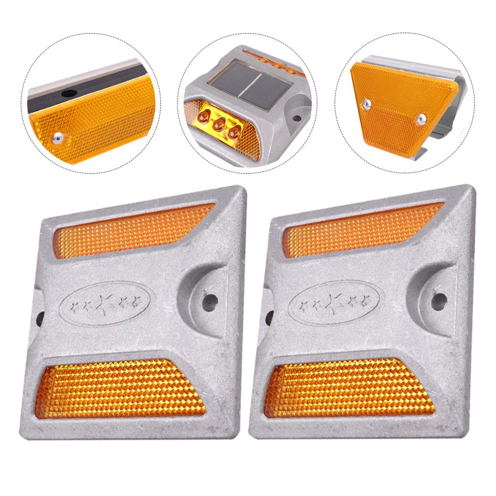iplusmile Road Reflectors Driveway Marker, Reflective Driveway Marker Reflective Road Pavement Marker Asphalt Stud Markers for Bumps Sidewalks Pedestrian Crossings, 2pcs