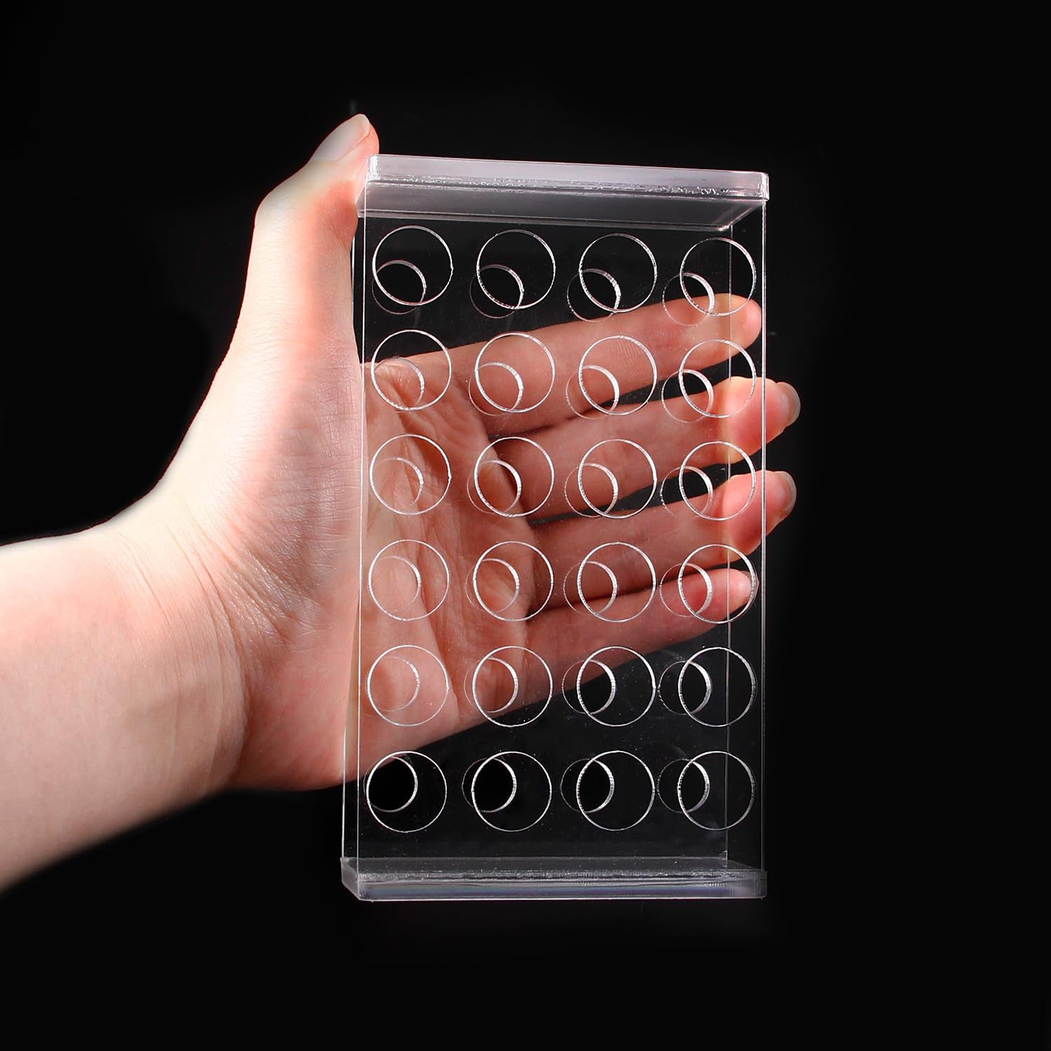 2 Pack Acrylic Test Tube Rack, 24Wells, for 5/9“ OD Tube (13 ±0.1mm,MAX for 14mm) Centrifuge Tube Holder for Labortory Holder Lab Test Tube Transparent