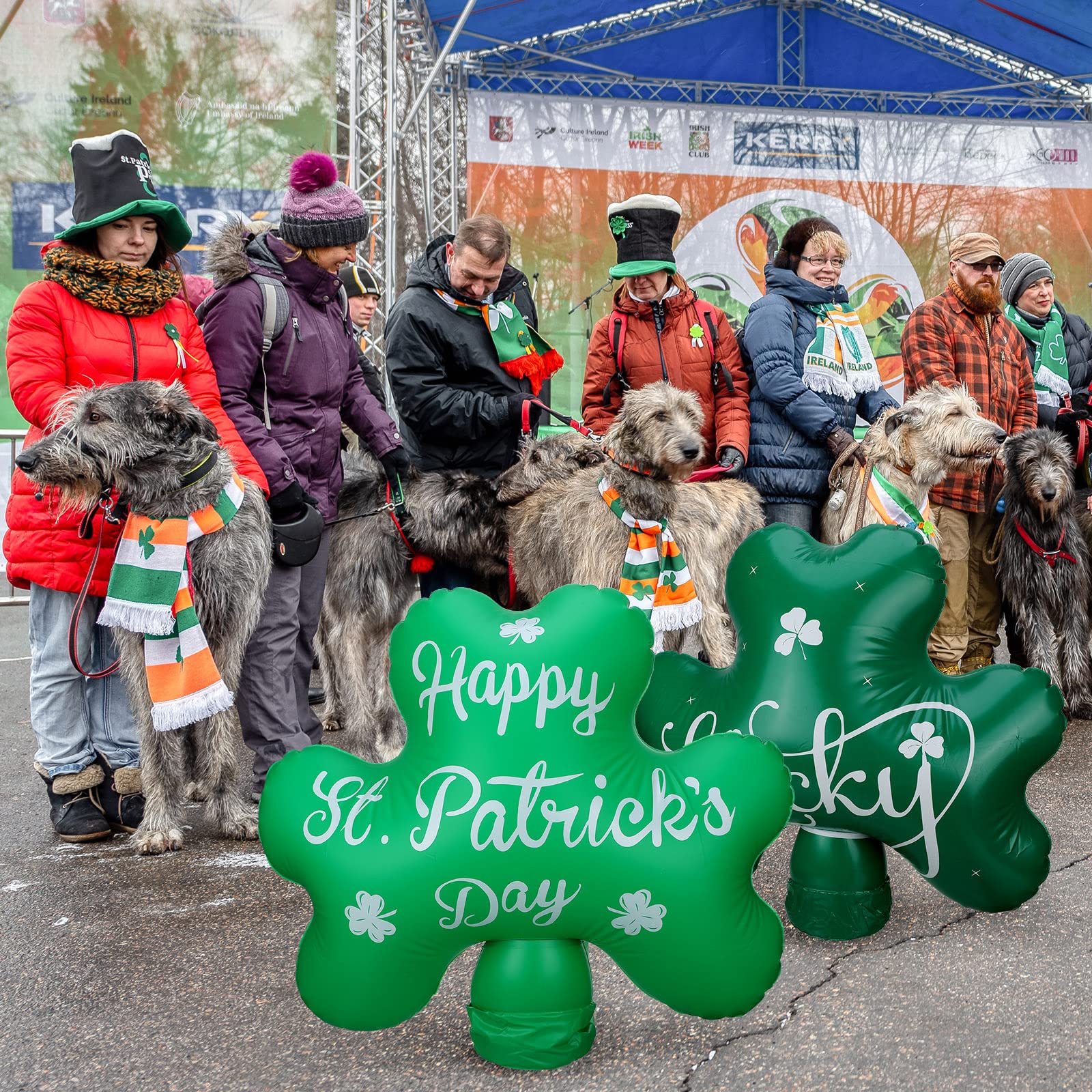 2 Pcs 24 Inch St Patricks Day Inflatable Decorations Inflatable Shamrock Outdoor Decoration Lucky Day Indoor Outdoor Blow Up Yard Garden Lawn Decor