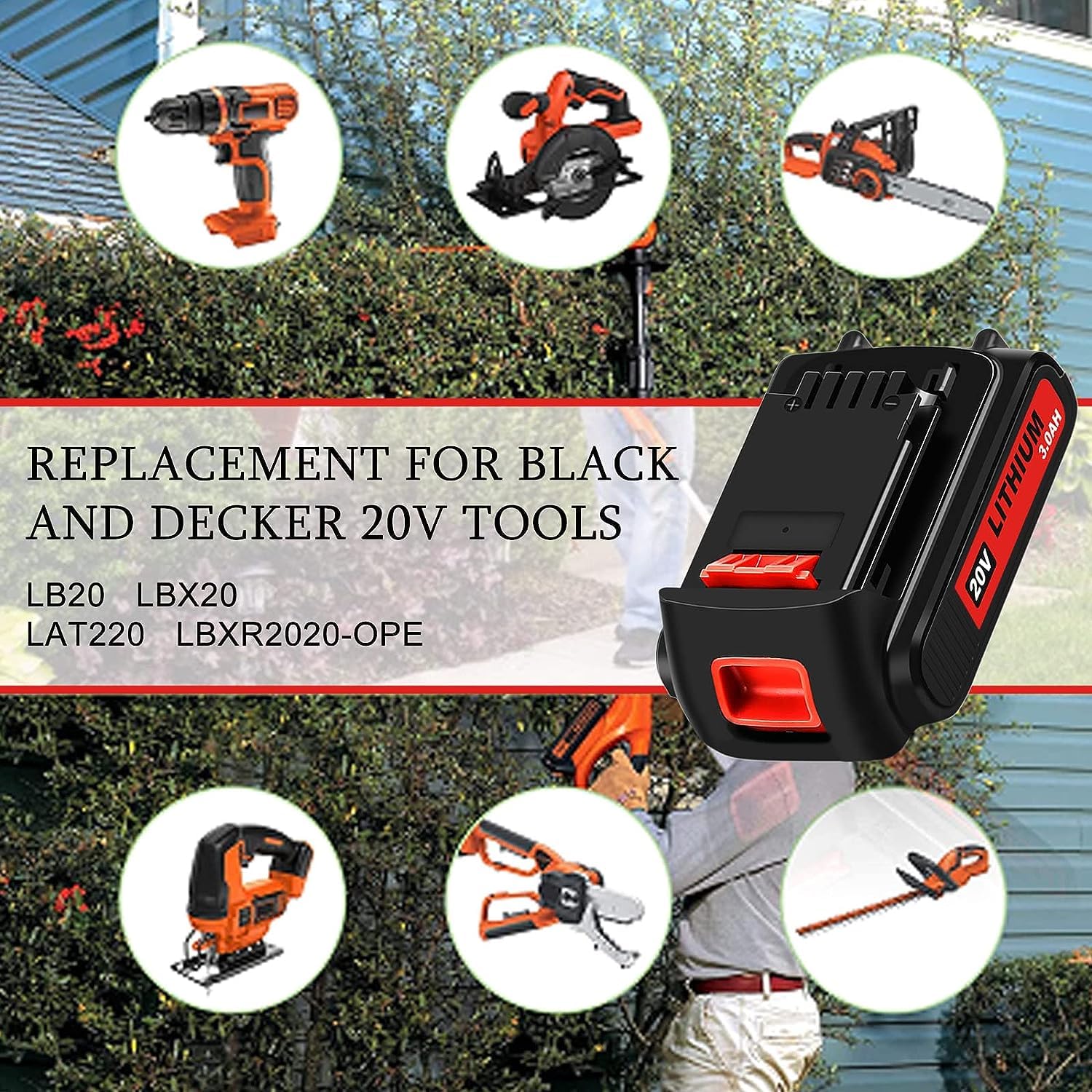 2 Pack 20Volt 3.0Ah MAX LBXR20 Repalcement for Black and Decke 20v Lithium Battery Compatible with Black and decker 20v battery LB20 LBX20 LST220 LBXR2020-OPE LBXR20B-2 LB2X4020 Cordless Tool(red)