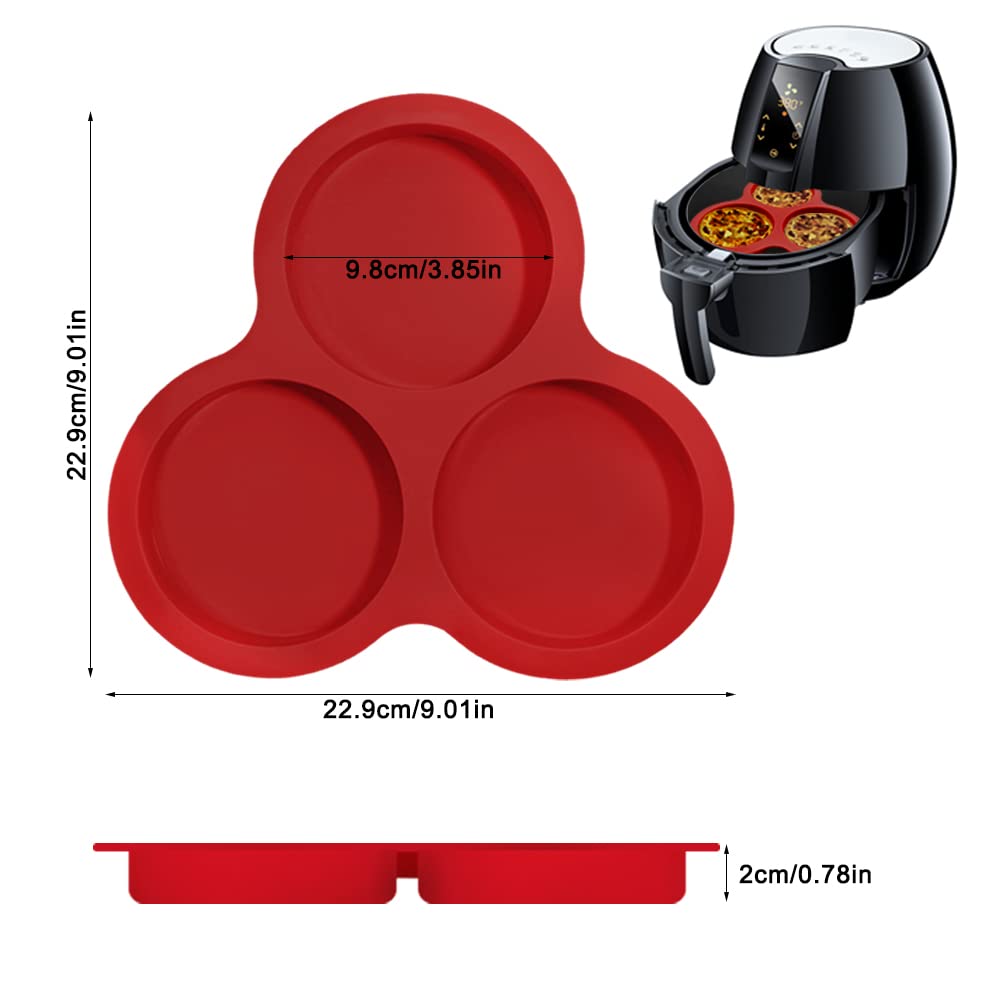 3 Pcs Silicone Air Fryer Egg Mold,AIFUDA Nonstick Air Fryer Baking Pan 3 Cavity Silicone Muffin Pans for Baking,Air Fryer Accessories for Air Fryers Above 6QT(Three colors)