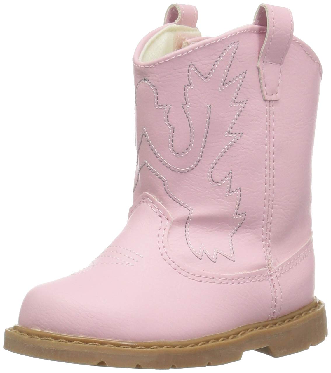 Baby Deer Round Toe Western Boot, White SZ 2
