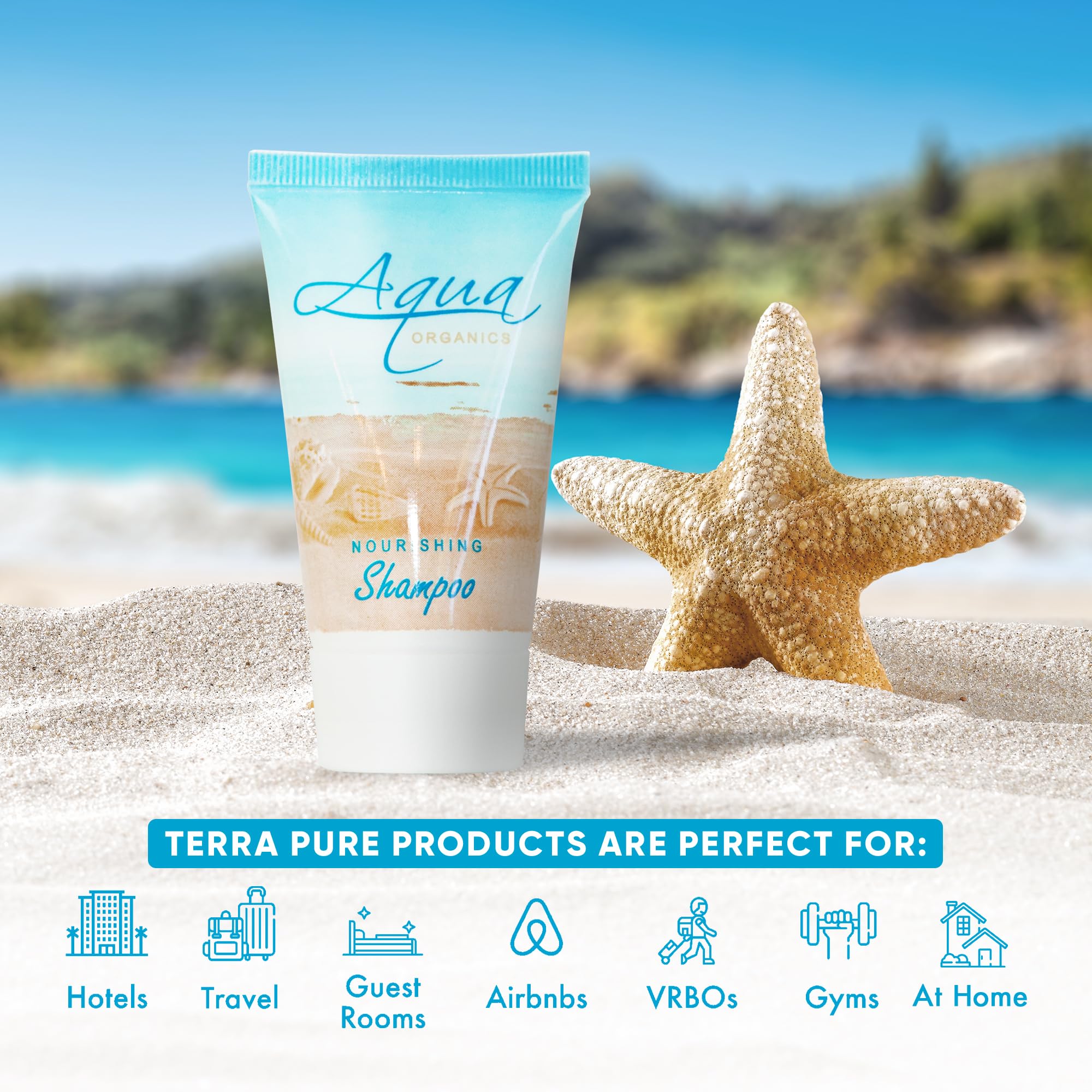 Aqua Organics Shampoo, Travel Size Hotel Amenities, 1 oz (Case of 20)