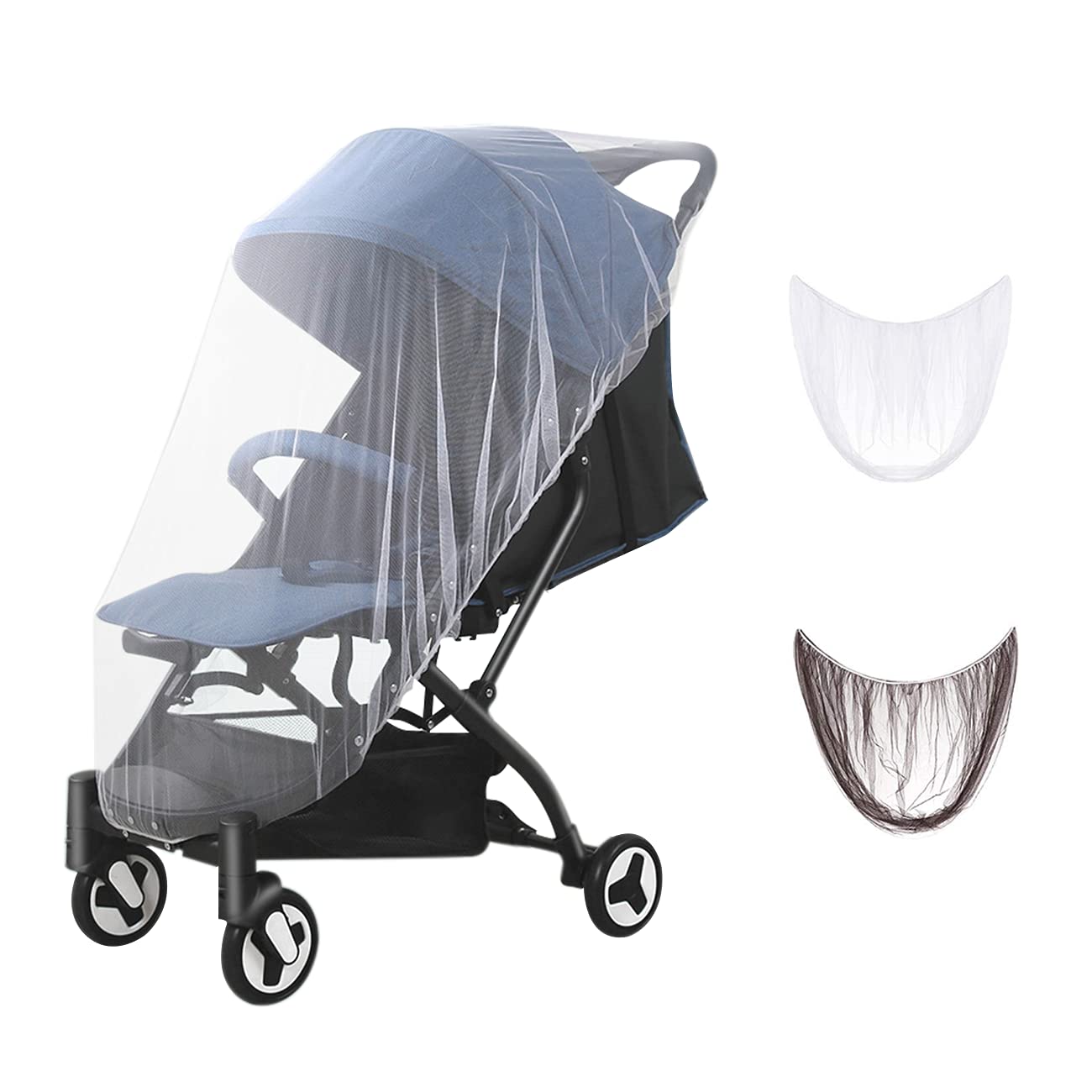 HUAILEI Baby Mosquito Net - Durable Stroller Cover,Honeycomb Grid Stroller Netting Mosquito for Baby Bug Net for Strollers,Bassinets, Child Safety Seat and Portable Mini Crib (2PCS,White and Brown