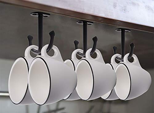 DEEKOUDT Anchor Two Prong Ceiling Hook for Closet Top Bathroom Kitchen Cabinet Garage Pack of 8 (Anchor Black)
