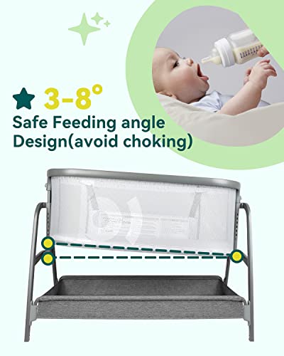 babyboat Bassinet Bedside Sleeper with 360° All Air Mesh, Bedside Crib with Storage Basket, Cozy Adjustable Portable Bassinets for Safe Co-Sleeping, Baby Crib for Infant/Newborn
