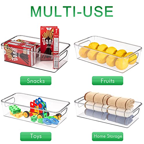 8 pack Refrigerator Organizer Bins, Organizer Bins with Handles, Fridge Organizer for Freezers, Kitchen Countertops and Cabinets, Food Grade BPA-free(Clear)