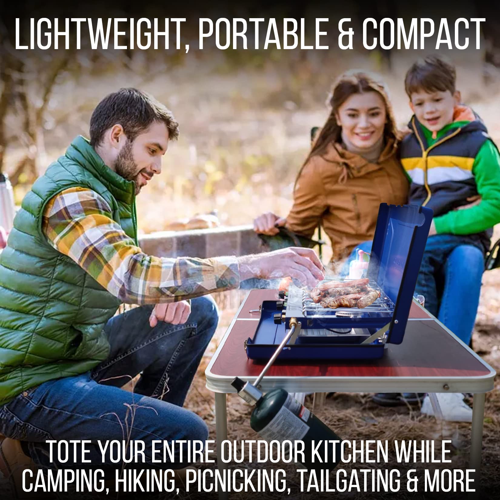 2 Burners & 1 Toast (Grill) Portable Propane Gas Cooking Stove With Regulator For Camping And Outdoor CookingâŚ