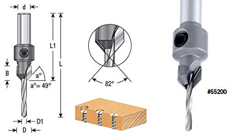 Amana Tool - 55202 Carbide Tipped 82° Countersink #6 Screw 3/8 Dia x 1/8 Drill Dia x