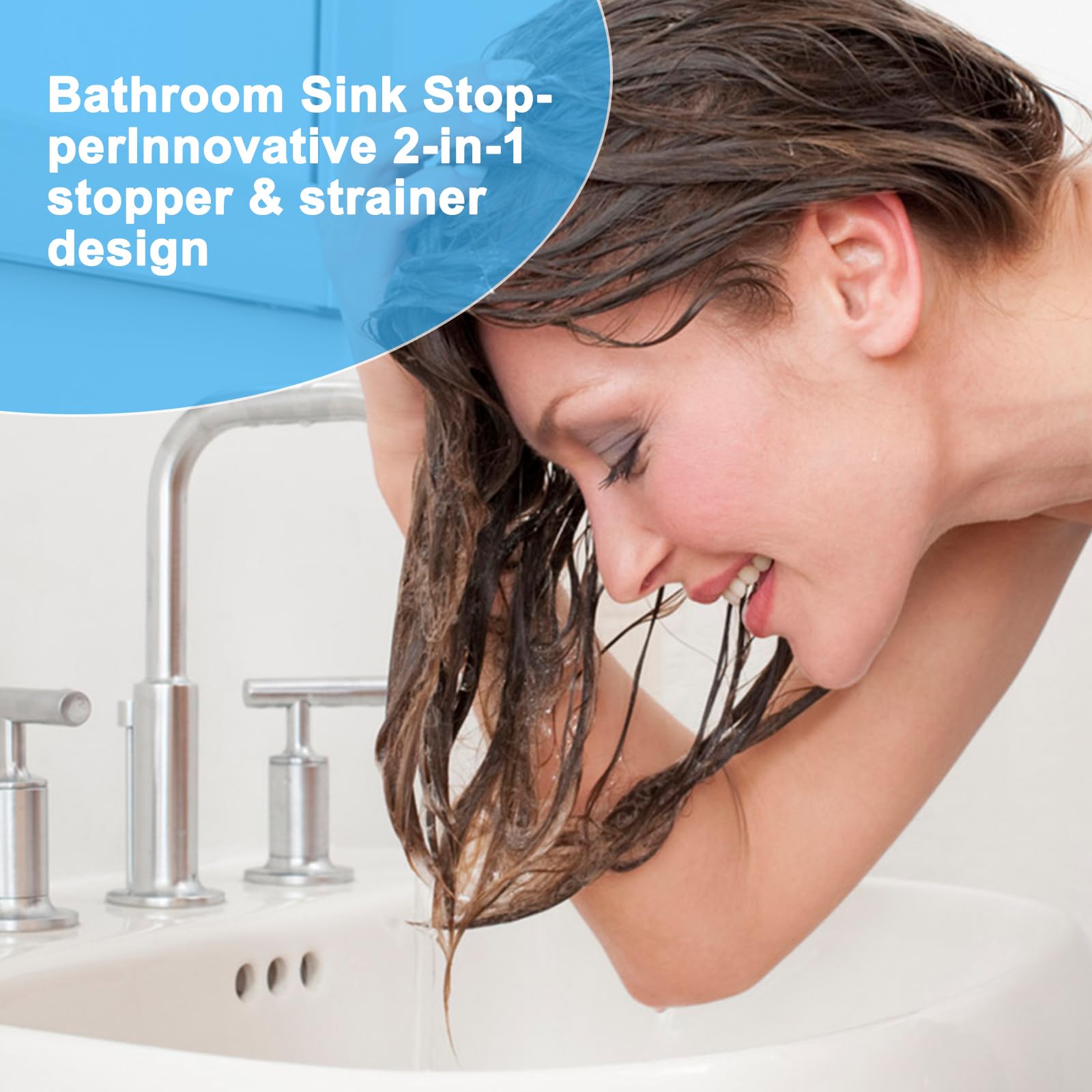 2-in-1 Bathroom Sink Stopper,pop up Sink Drain Stopper,Sink Drain Strainer and Pop-Up Stopper - Hair Catcher and Clog Remover for Bathroom Sinks and Bathtubs,2-Pack