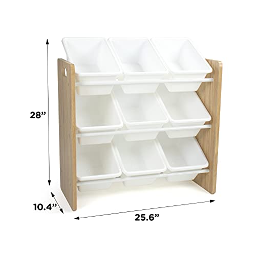 Humble Crew 9-Bin Toy Organizer, Natural Wood/White