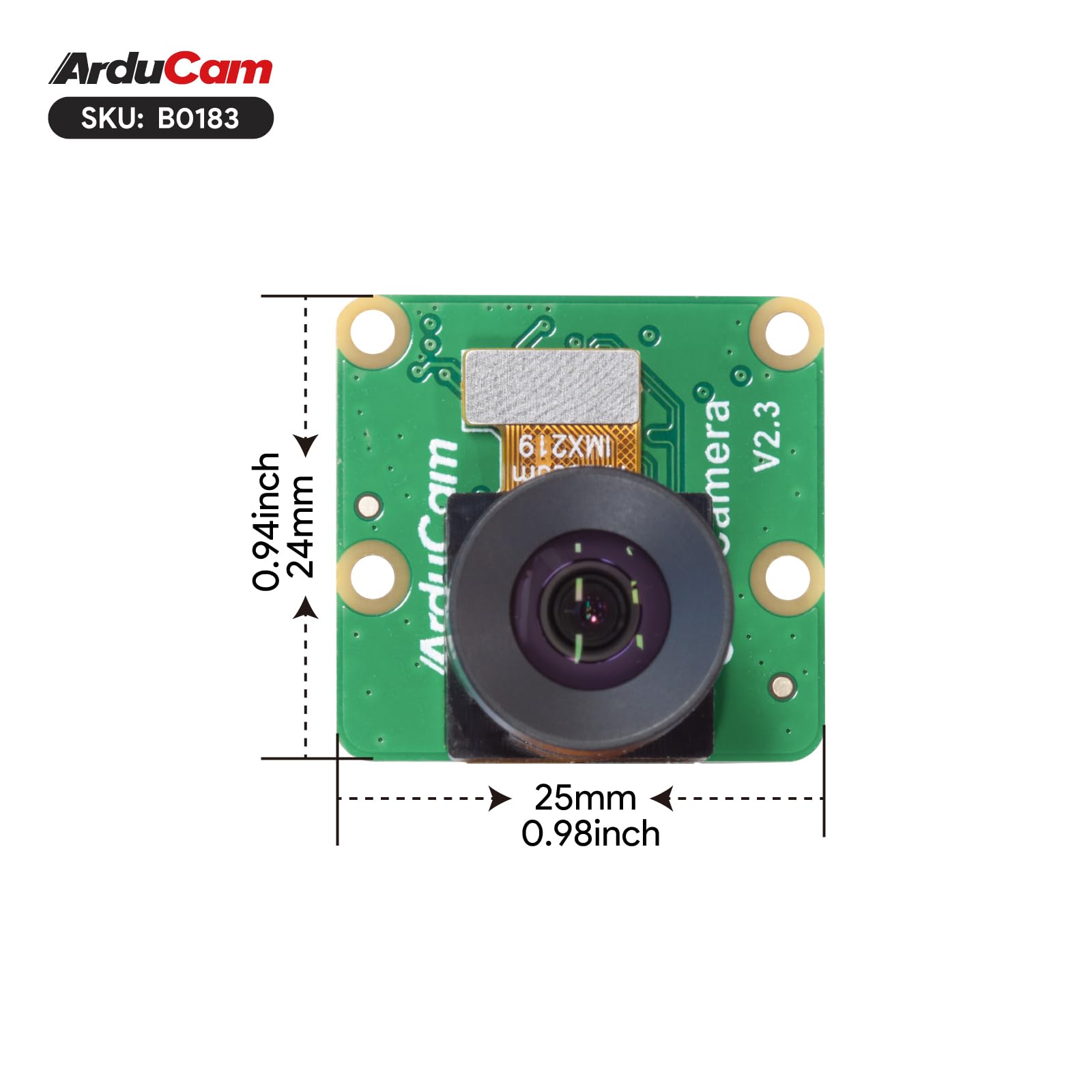 Arducam Mini 8MP IMX219 Camera Module for Jetson Orin NX/AGX Orin, with Low Distortion 105°(D) FOV M12 Lens, Compatible with Raspberry Pi CM3 / CM3+
