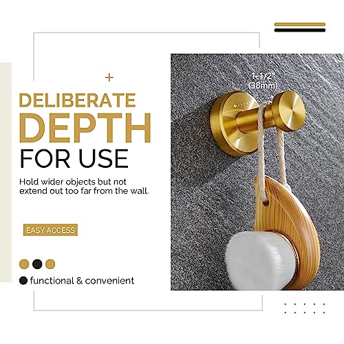 Angle Simple Towel Hook Brushed Gold 2 PCS, SUS304 Stainless Steel Hand Towel Holder, Bathroom Towel Hanger, Robe Hook for Wall