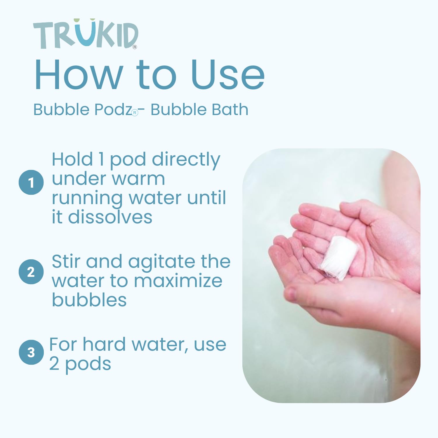 TruKid Bubble Podz Bubble Bath for Baby & Kids, Gentle Refreshing Bath Bomb for Sensitive Skin, pH Balance 7 for Eye Sensitivity, Natural Moisturizers and Ingredients, Lavender (24 Podz)