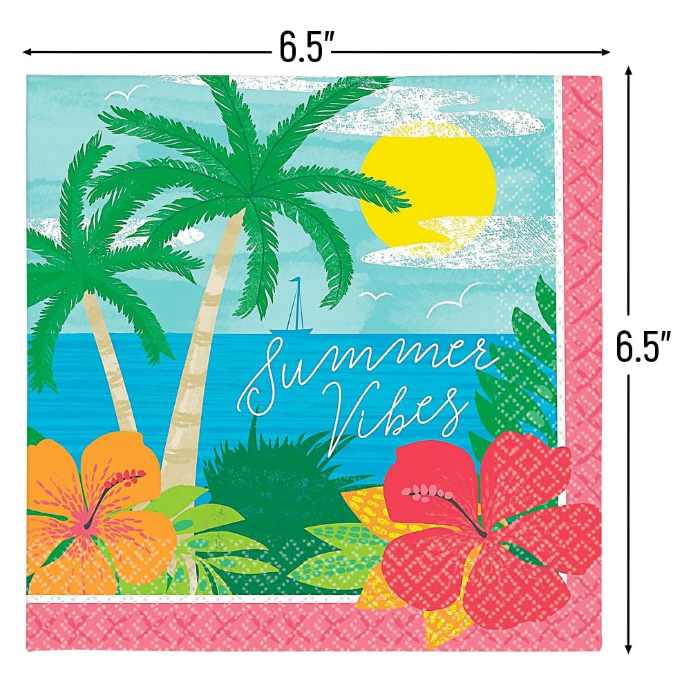 Amscan Summer Vibes Paper Party Napkins - 6 1/2" x 6 1/2" | Pack of 125