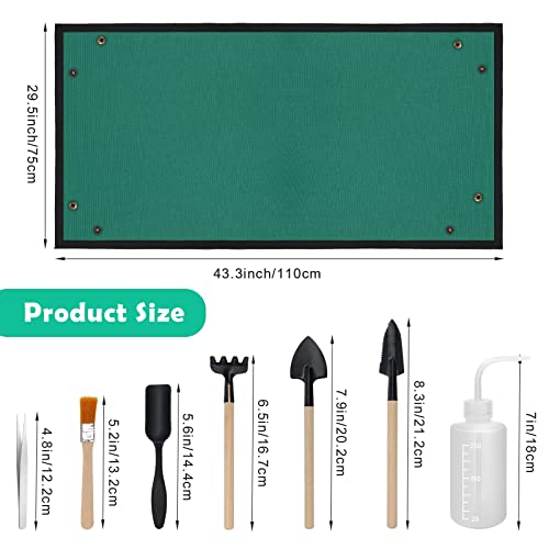 Anglekai Oxford Fabric Plant Repotting Mat 43.3" x 29.5", Waterproof Gardening Transplanting Potting Mat for Indoor, with 7Pcs Succulent Plant Tools Kit with Tarp Mat for Plant