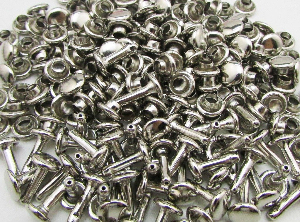 Amanteao Silvery Double Cap Rivets Plane Cap 12mm and Post 8mm Pack of 80 Sets