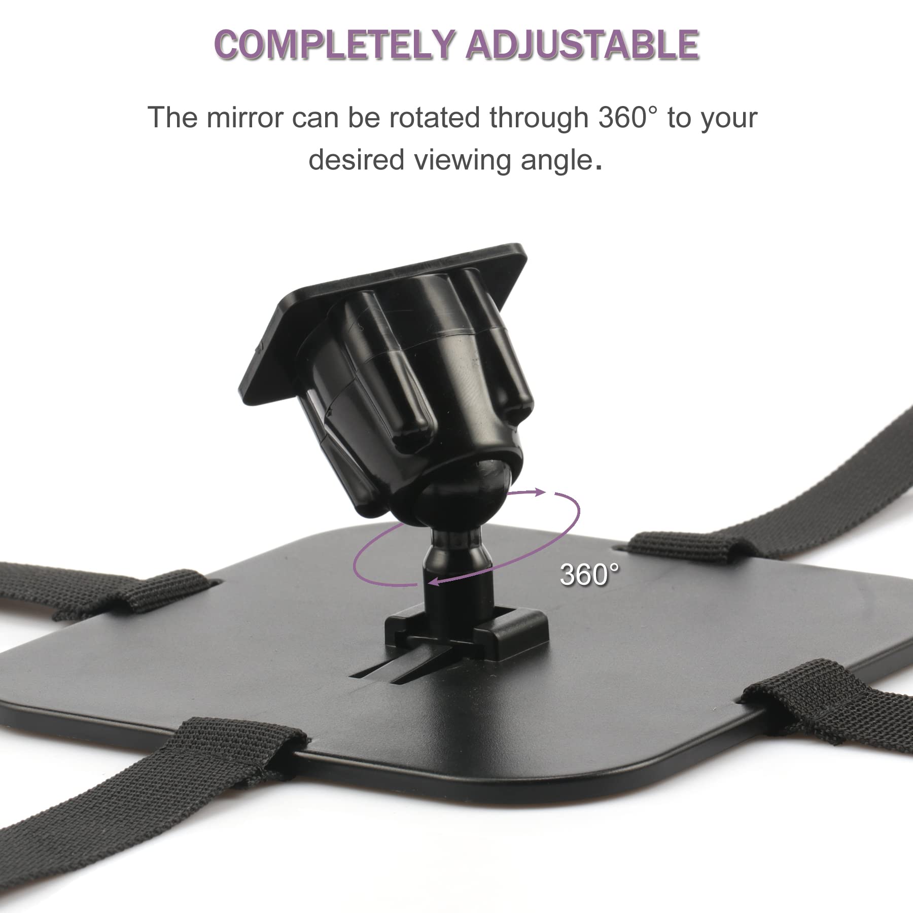 UYYE Baby Car Mirror, Adjustable Car Seat Mirror, Safety Car Seat Mirror for Rear Facing Infant,Shatterproof Baby Mirror for Car Interior Accessories-Black