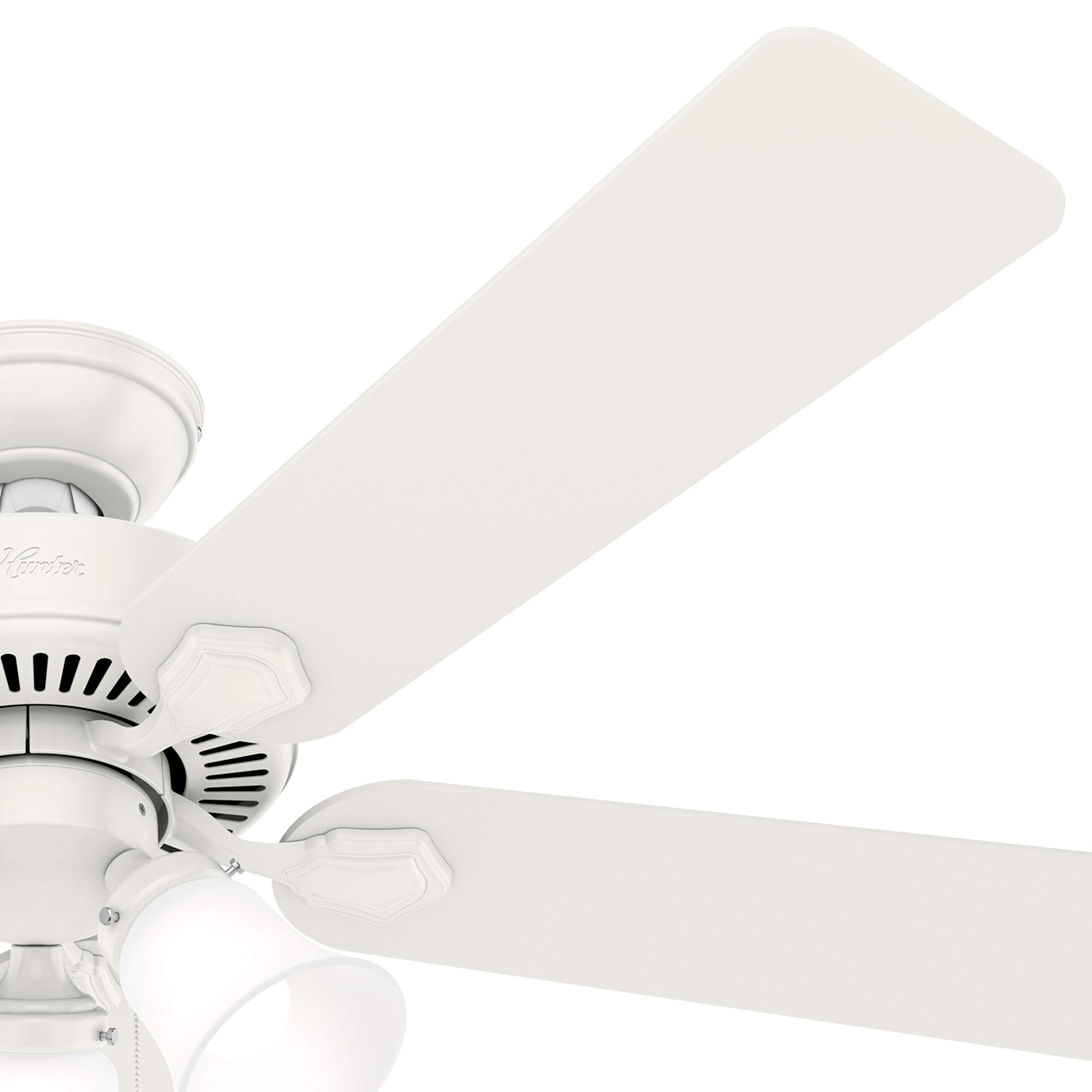 Hunter Fan 52 Inch White Indoor Ceiling Fan with LED Light Kit and Pull Chain for Living Room, Bedroom, Basement, Kitchen, Office (Renewed)