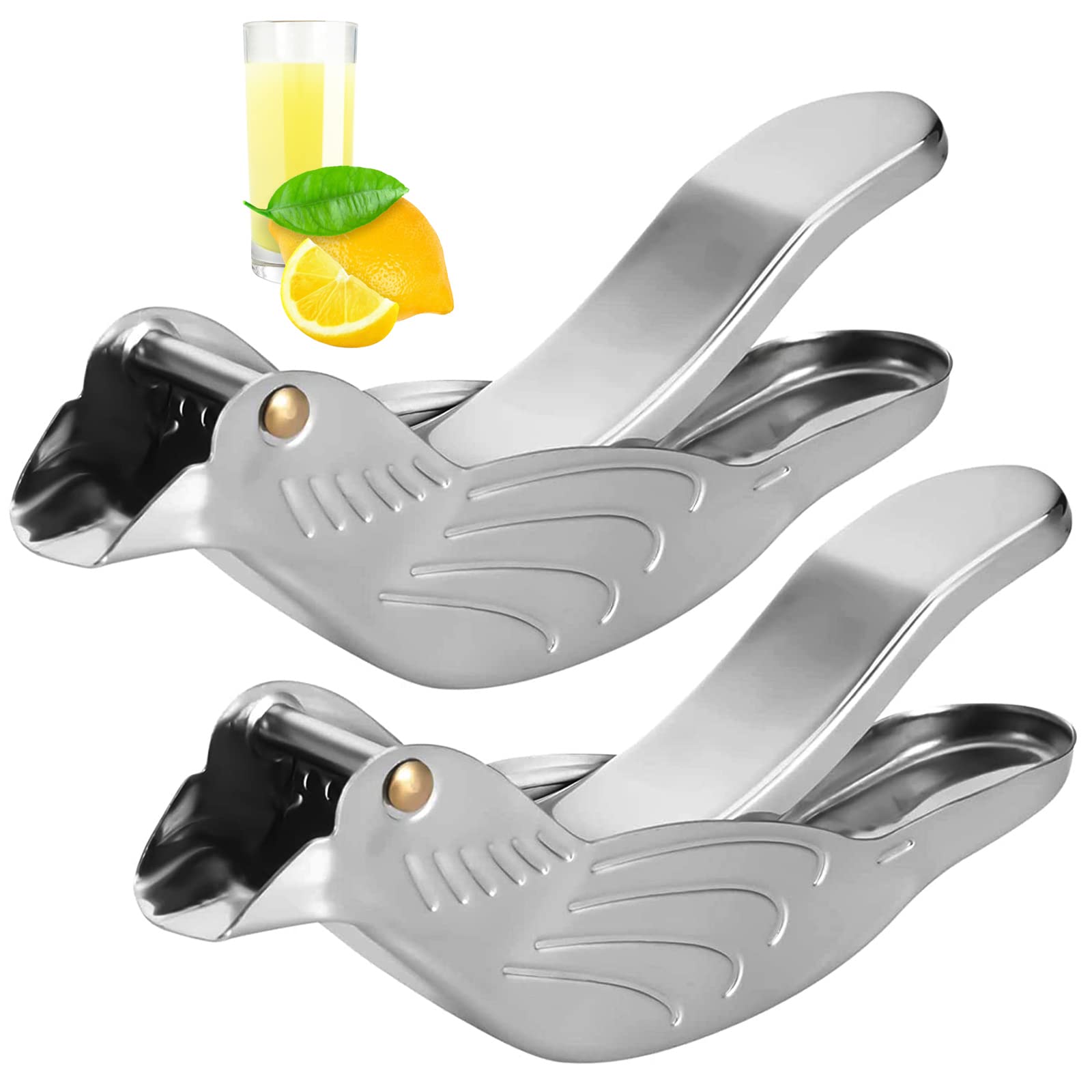 2 Pcs Bird Lemon Squeezer, Stainless Steel Lemon Wedge Squeezer Manual Lemon Juicer Hand Press Lime Slice Squeezer Portable Fruit Juicer for Citrus Orange Lime Pomegranate Kitchen Bar Gadget