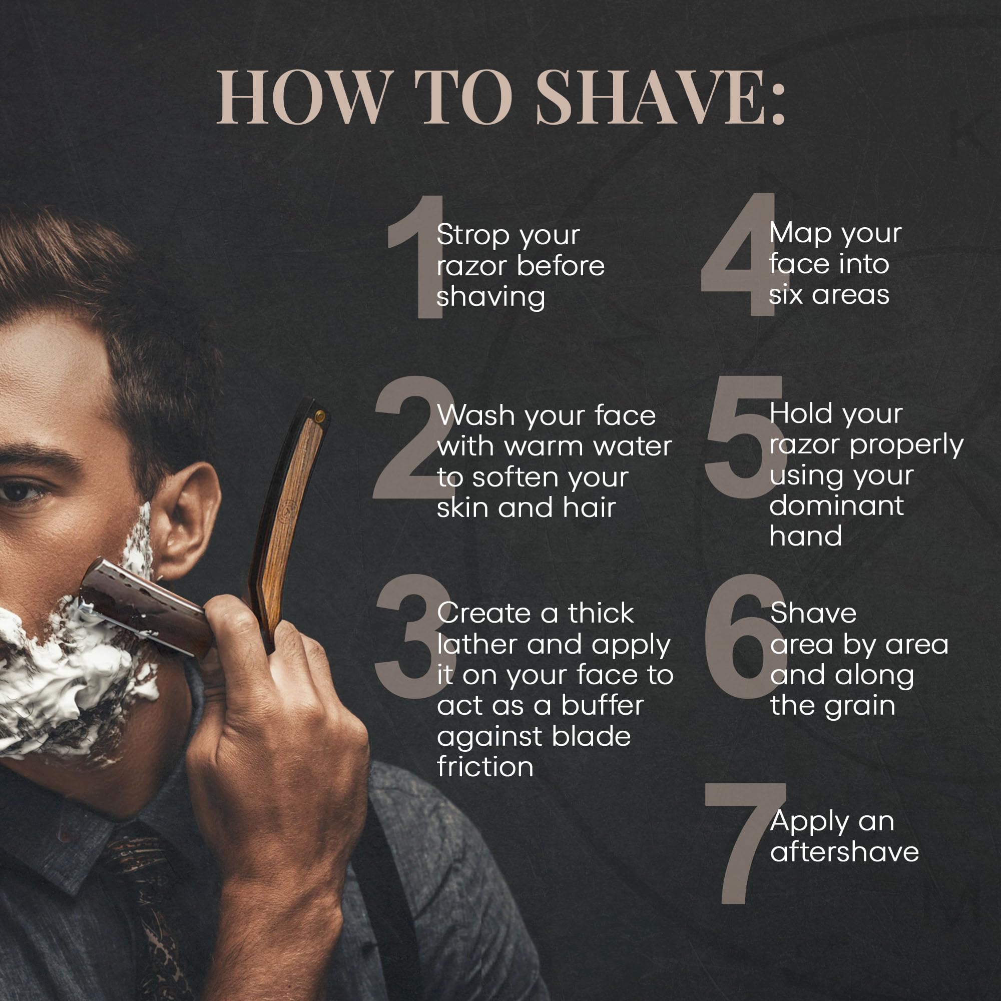 Damascus Straight Razor Kit - Shave Ready Straight Razor, Damascus Steel Straight Edge Razor, Walnut + Steel Straight Razor For Men, Brush, Strop, Soap, Complete Straight Razor Shaving Kit, Great Gift