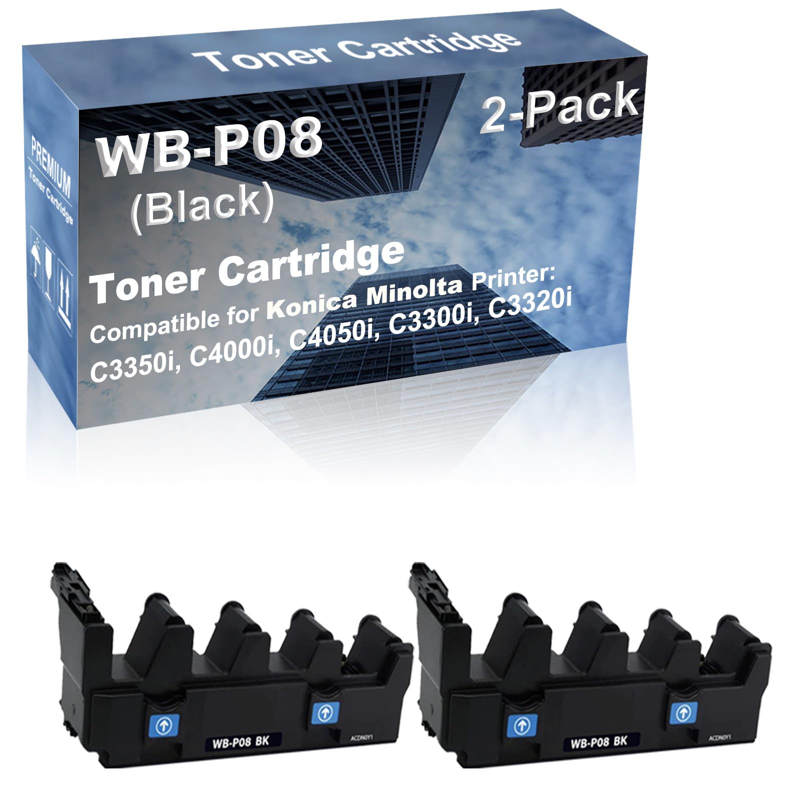 2-Pack Compatible High Capacity WB-P08 WBP08 ACDN0Y1 Waste Toner Container Box use for Konica Minolta Bizhub C3300i, C3320i, C3350i, C4000i, C4050i Printer (Black)