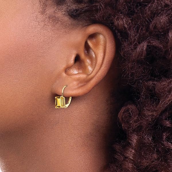 14K Yellow Gold Orange Citrine Drop Dangle Earrings Gemstone November Birthstone Jewelry