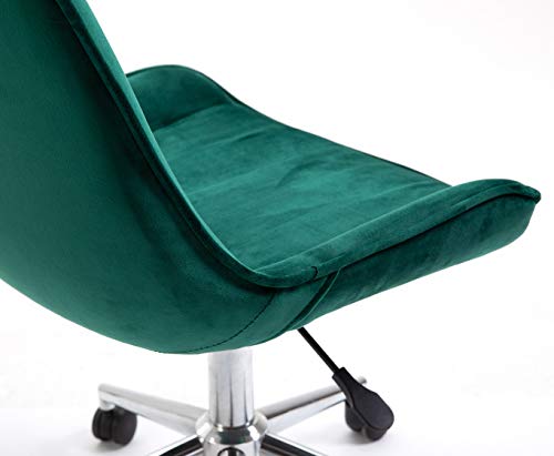 Cherry Tree Furniture Cala Pine Green Colour Velvet Fabric Desk Chair Swivel Chair with Chrome Base