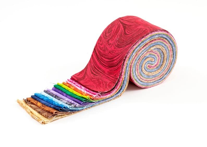 17 Pieces Fabric Cute, Beautiful 2.5 inch Rainbow Swirl Jelly Roll, Cute 100% Cotton Fabric Quilting Strips 2.5"