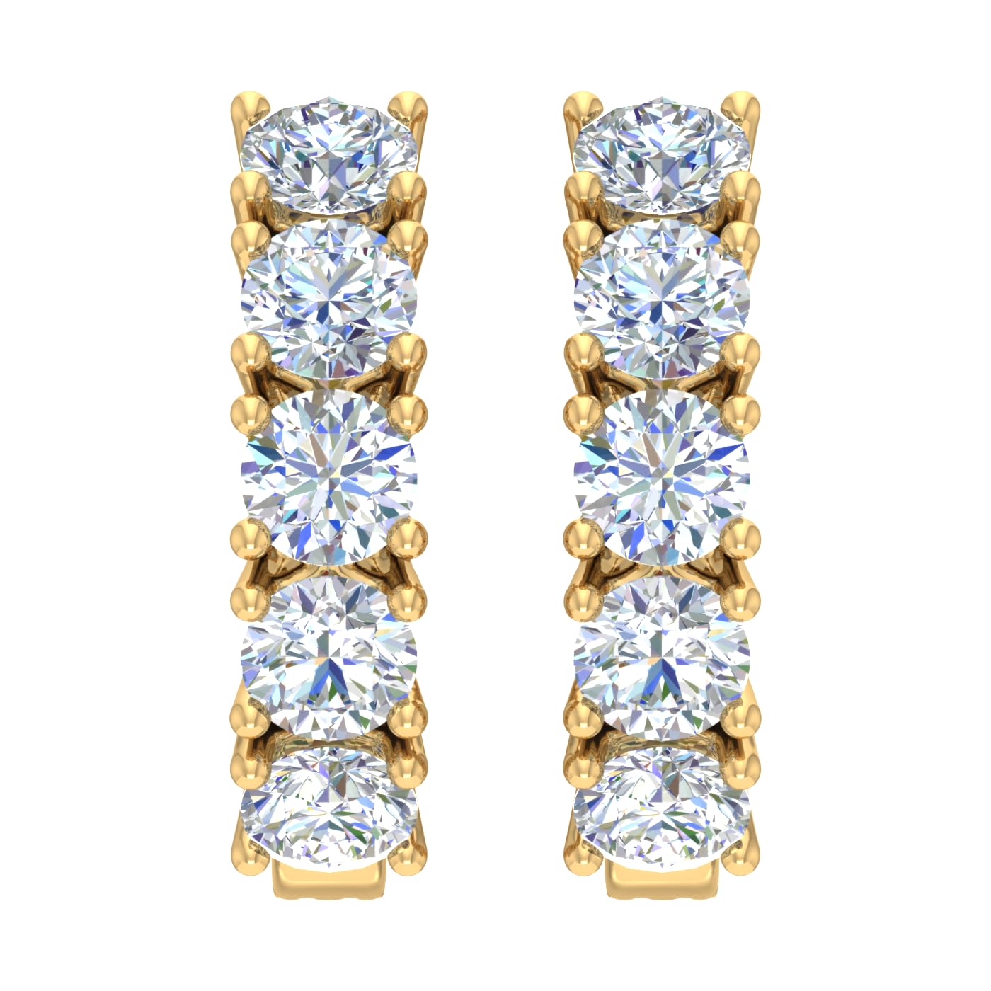 2 Carat Diamond Hoop Earrings in 10K Yellow Gold - IGI Certified