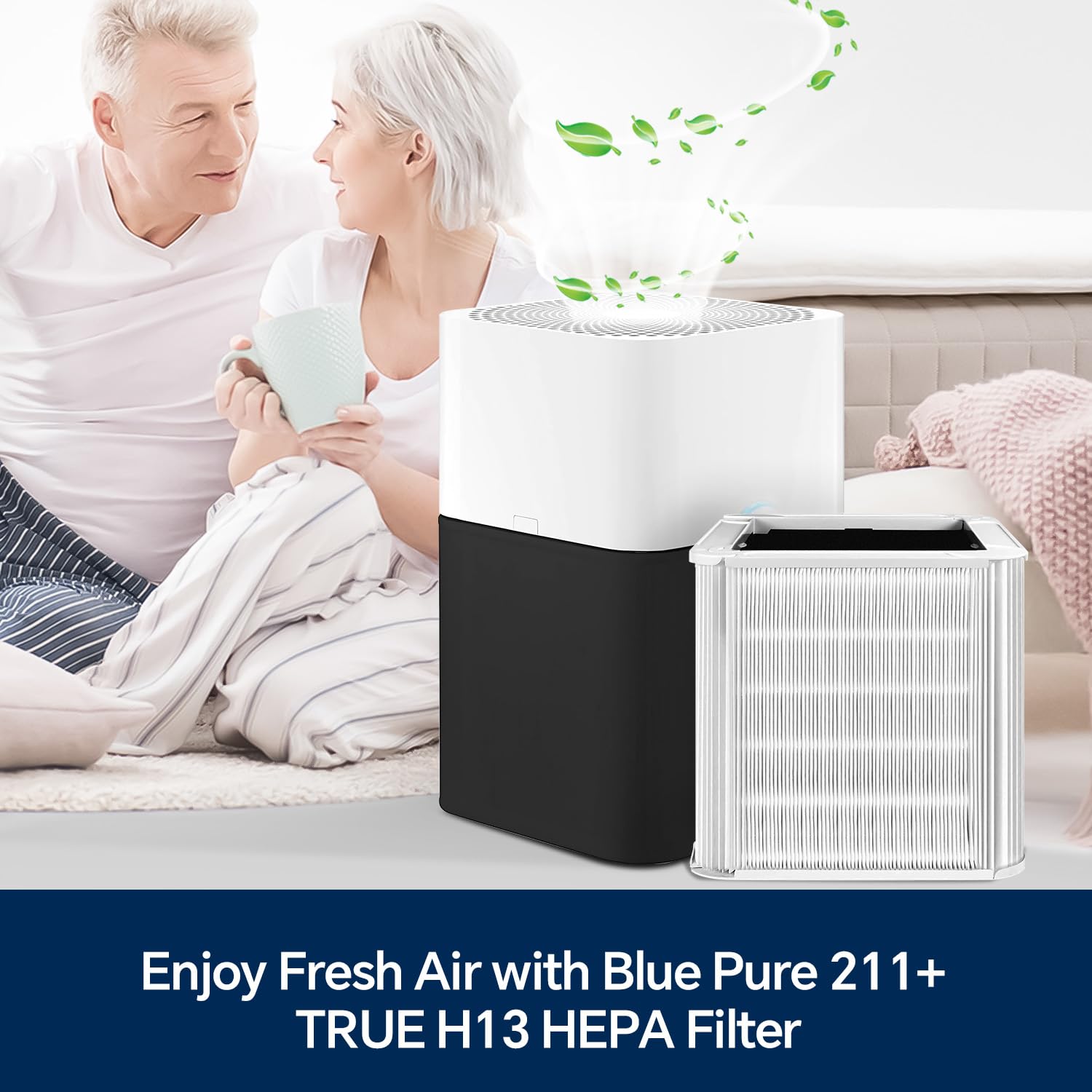 2 Pack Blue Pure 211+ True H13 Grade HEPA Replacement Filter Compatible with Blueair Blue Pure 211+ Air Purifier, Foldable Particle and Activated Carbon Replacement Filter (1 PACK)