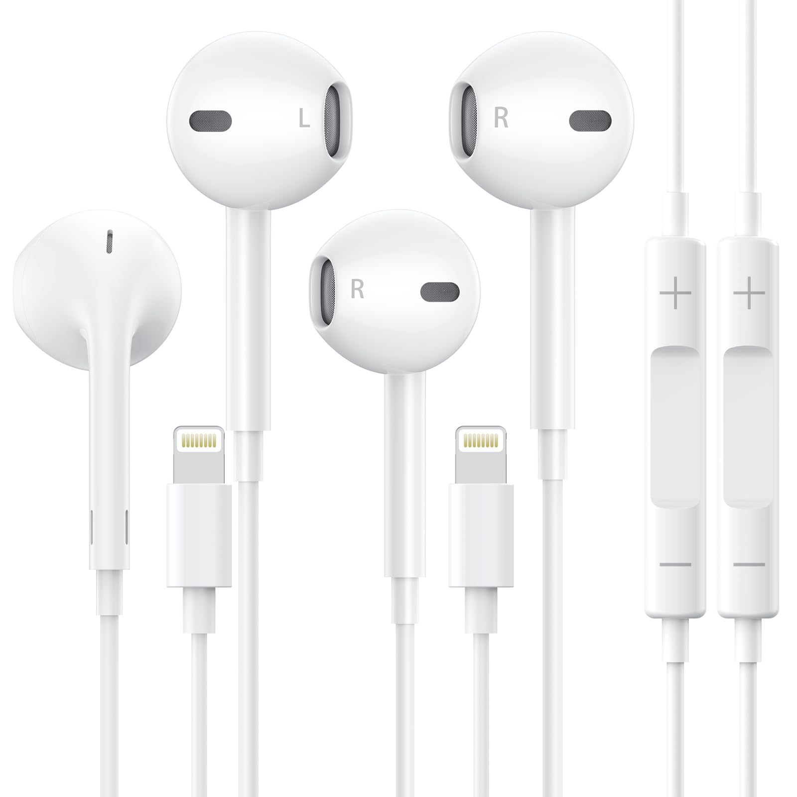 2 Pack Apple Earbuds for iPhone Headphones Wired Earphones (Built-in Microphone & Volume Control)[Apple MFi Certified] Noise Isolating Headsets for iPhone 14/13/12/11/XR/XS/X/8/Support All iOS System